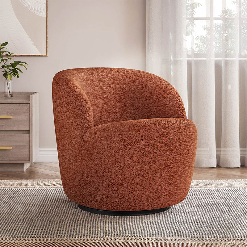 Belleze 360 Degree Swivel Velvet Barrel Chair Slate Brick