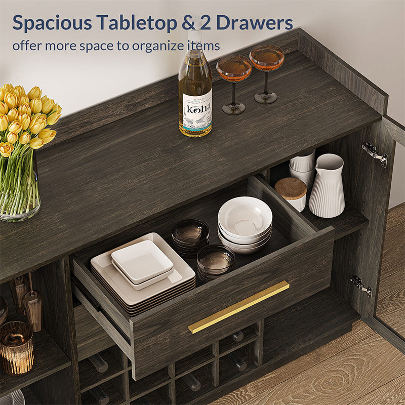 Belleze 55 Wine Cabinet with Wine Rack and Glass Holder Marcel Brown