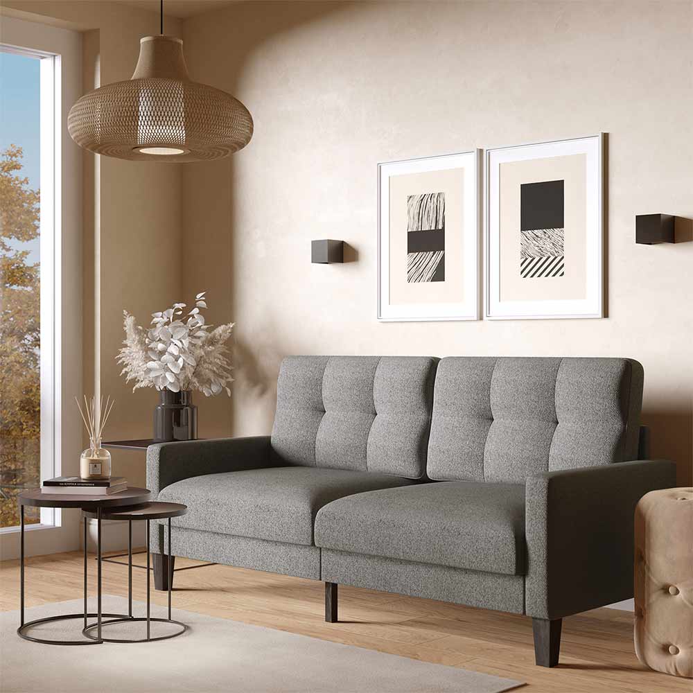 Belleze modern button tufted settee bedroom bench loveseat sofa living room velvet store