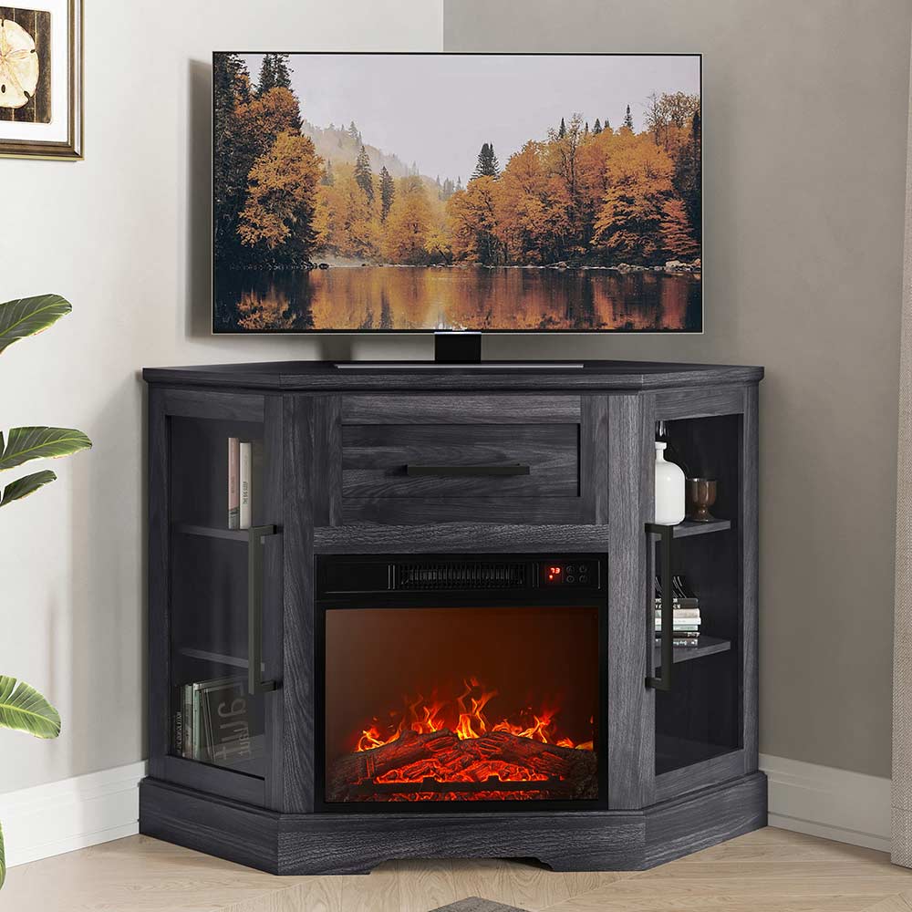 Belleze Dale 43 TV Stand for TVS Up to 43 with 18 Fireplace Rustic Grey