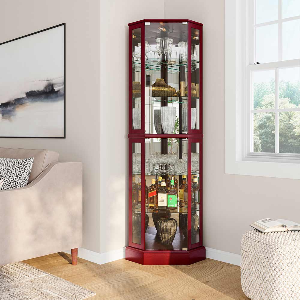 Wood glass curio cabinet store